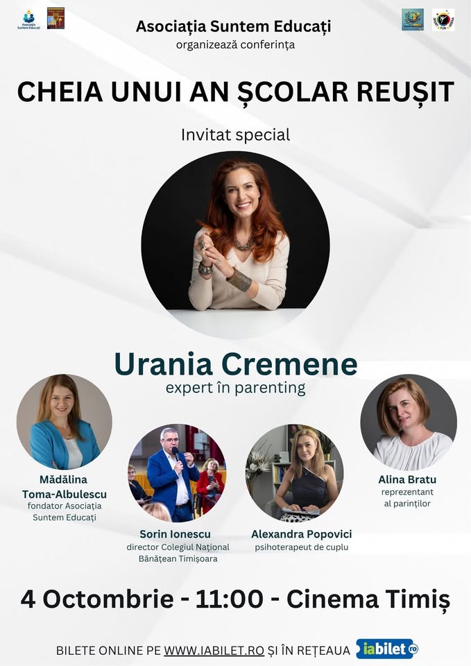 Conferință pentru părinți cu Urania Cremene: Cheia unui an școlar ...