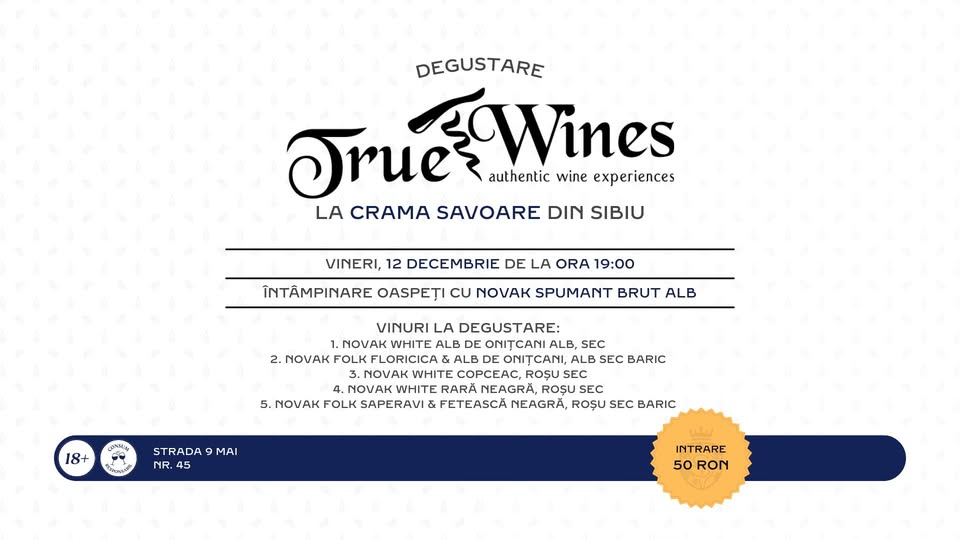 Degustare TrueWines la Crama Savoare din Sibiu - OnEvent